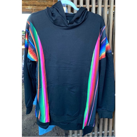 Lucky & Blessed | Tops | Serape Inset Hoodie | Poshmark